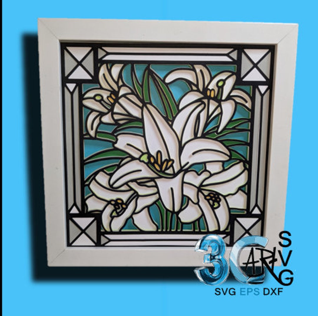 Easter Lily Stained Glass 3D Shadow Box - Etsy