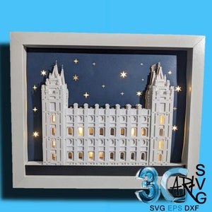 Salt Lake City Side View LDS Temple 3D Shadow Box - Etsy