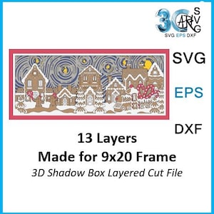 Starry Gingerbread Night 3D Shadow Box 9x20 Design - Etsy