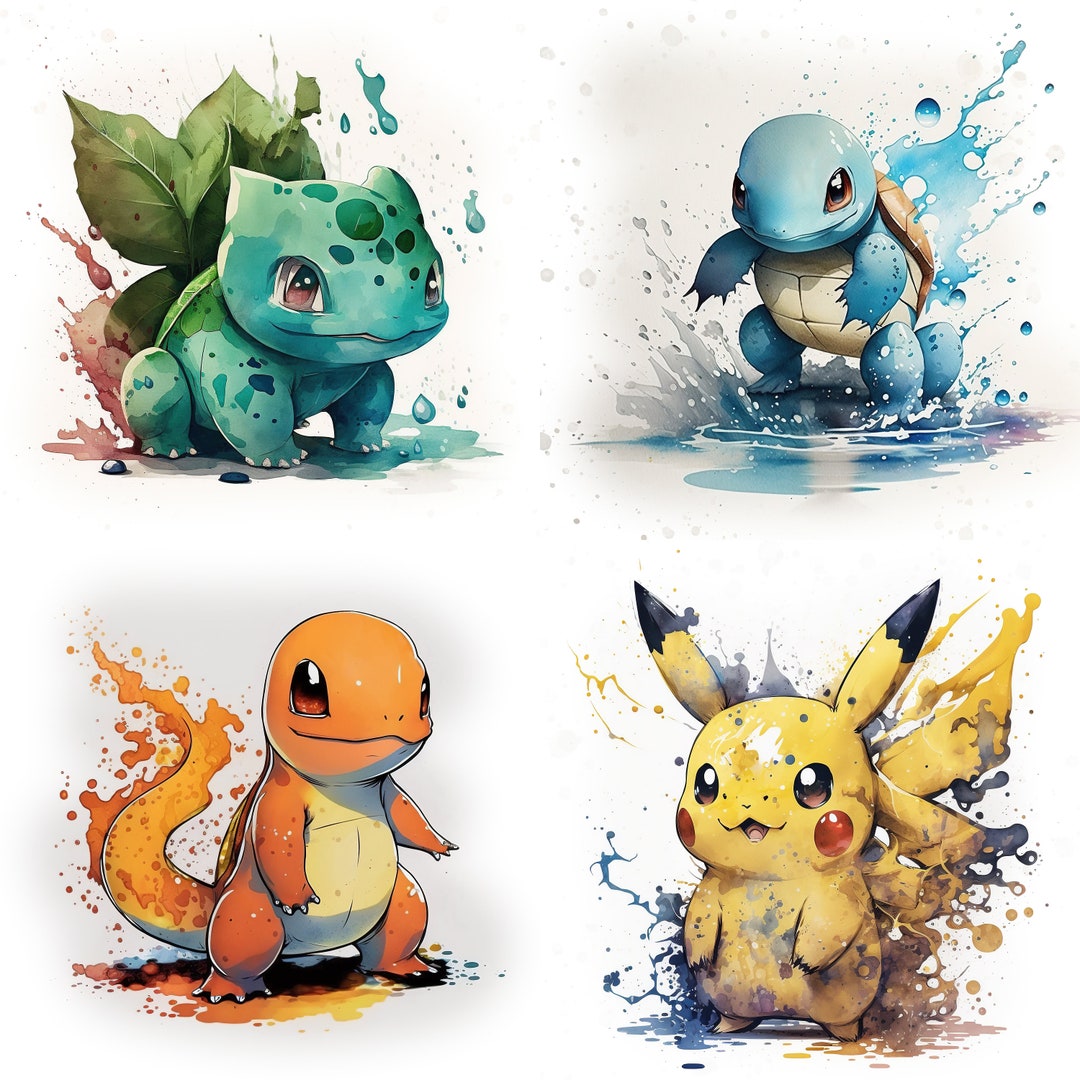 Pokemon Wall Art, Watercolor Digital Nursery Decor for Bedrooms ...