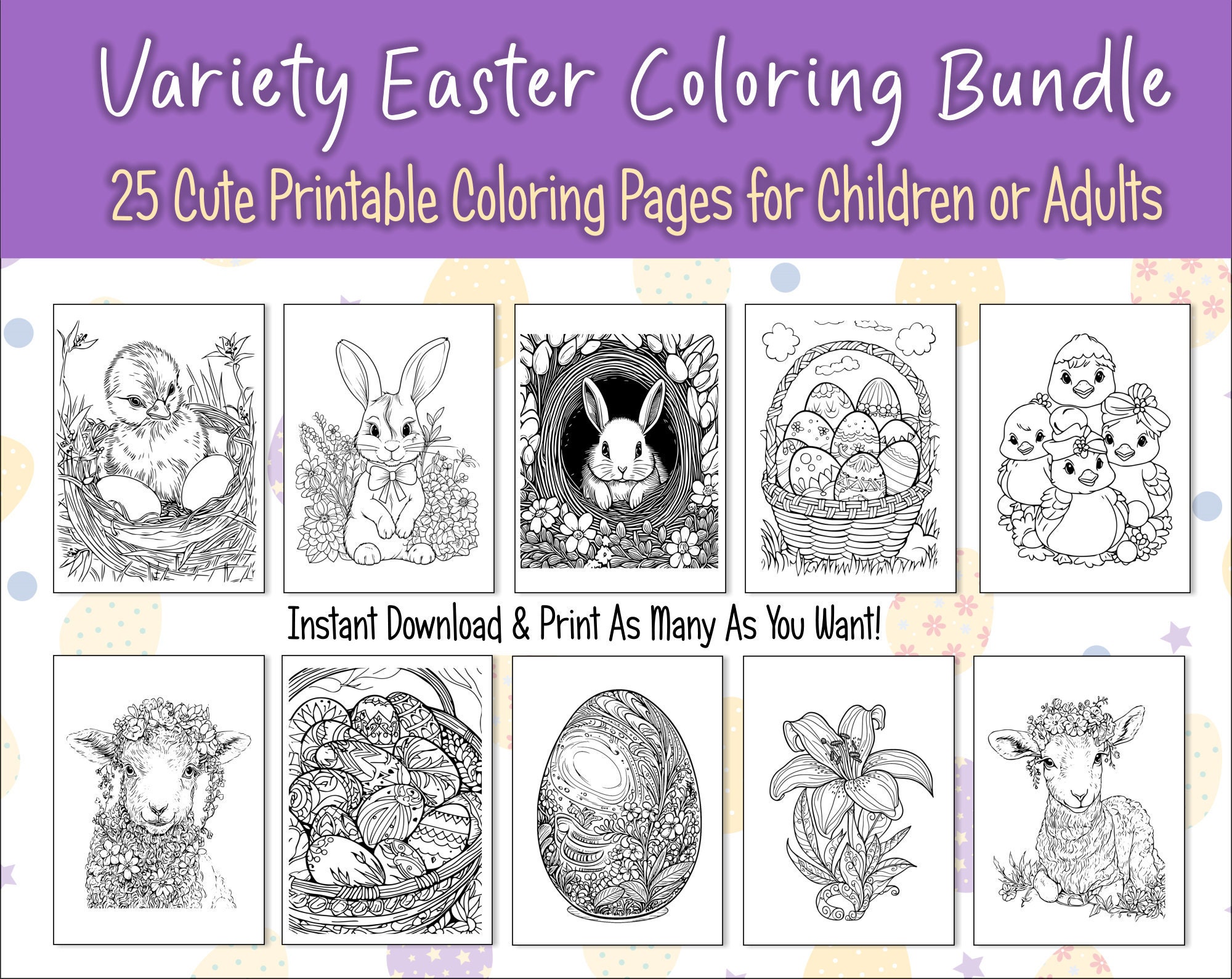 Easter Coloring Pages for Children and Adults: 25 Cute Printable ...