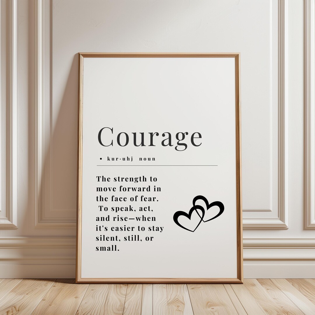 Courage Definition Print | Resilience Wall Art | Motivational Poster ...