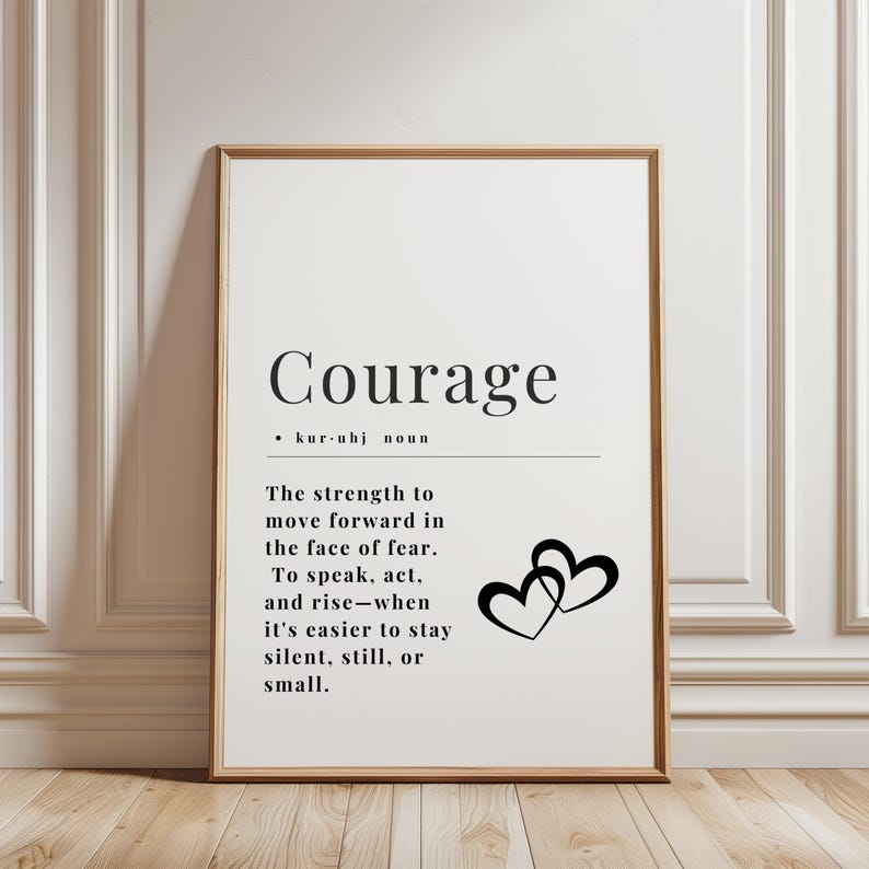 Courage Definition Print | Resilience Wall Art | Motivational Poster ...