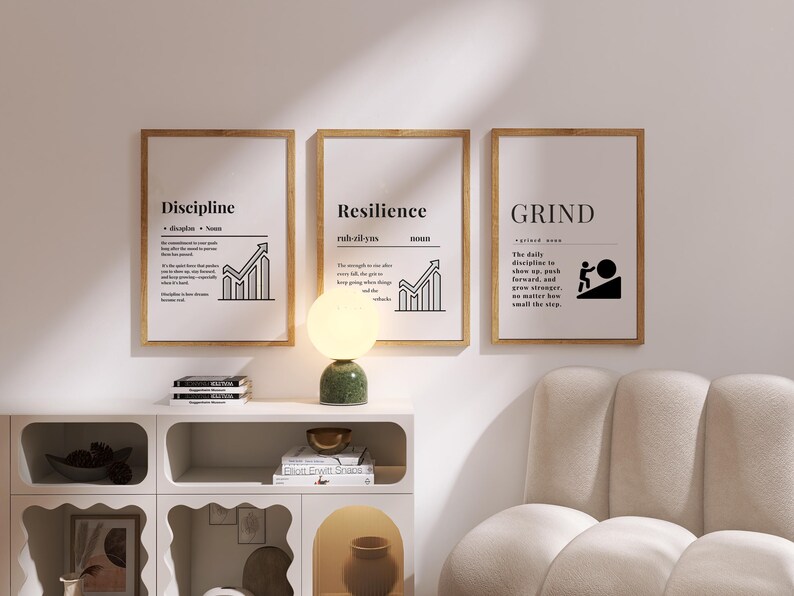 Set of 3 Motivational Definition Posters, 3 Inspiring Wall Art ...