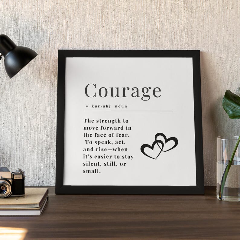 Courage Definition Print | Resilience Wall Art | Motivational Poster ...