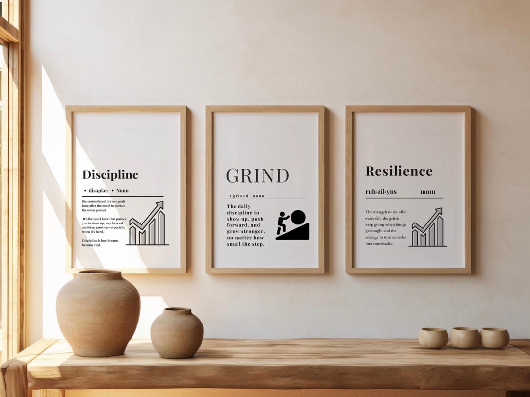Set of 3 Motivational Definition Posters, 3 Inspiring Wall Art ...
