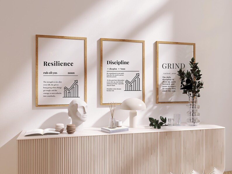 Set of 3 Motivational Definition Posters, 3 Inspiring Wall Art ...