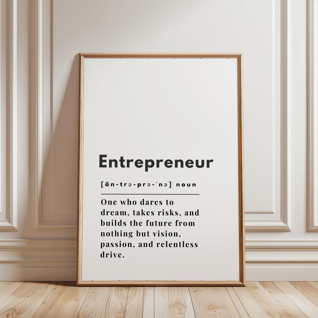 Entrepreneur Definition Poster, Decorative Typography Art, Home Office ...