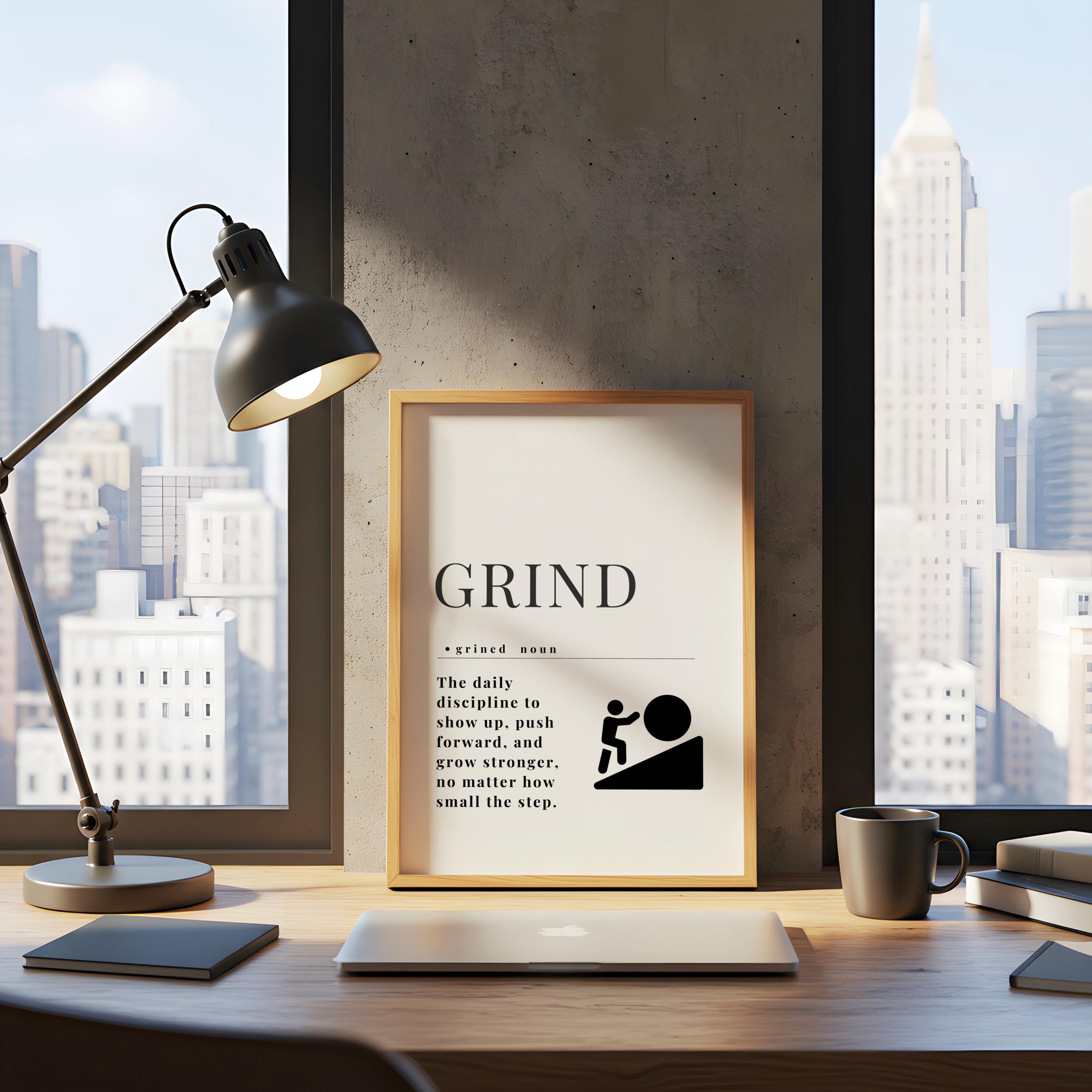 Grind Printable Definition, Minimalist Office Wall Decor, Modern Home ...