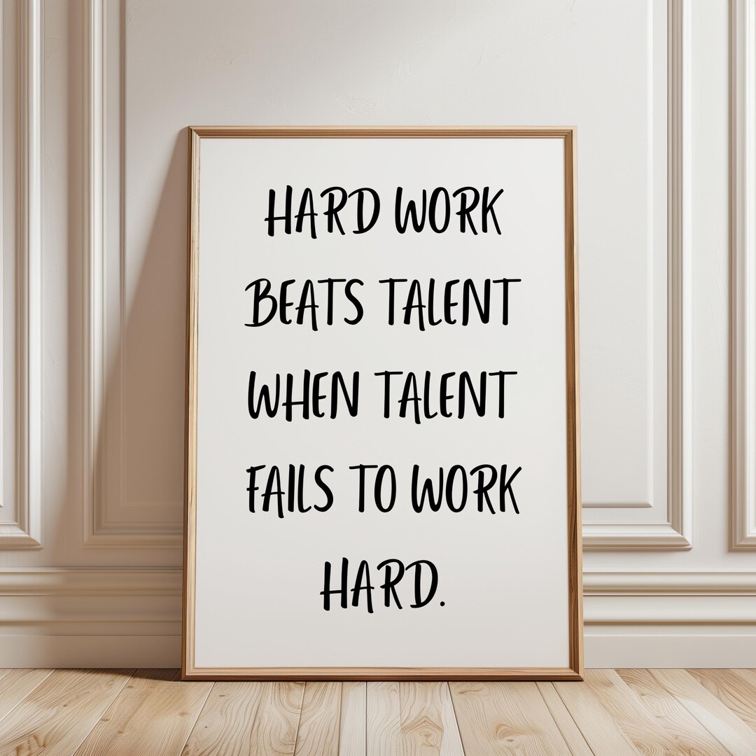 Hard Work Quote Wall Art, Motivational Wall Sign, Decorative Office ...