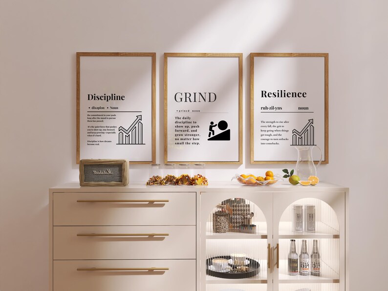 Set of 3 Motivational Definition Posters, 3 Inspiring Wall Art ...