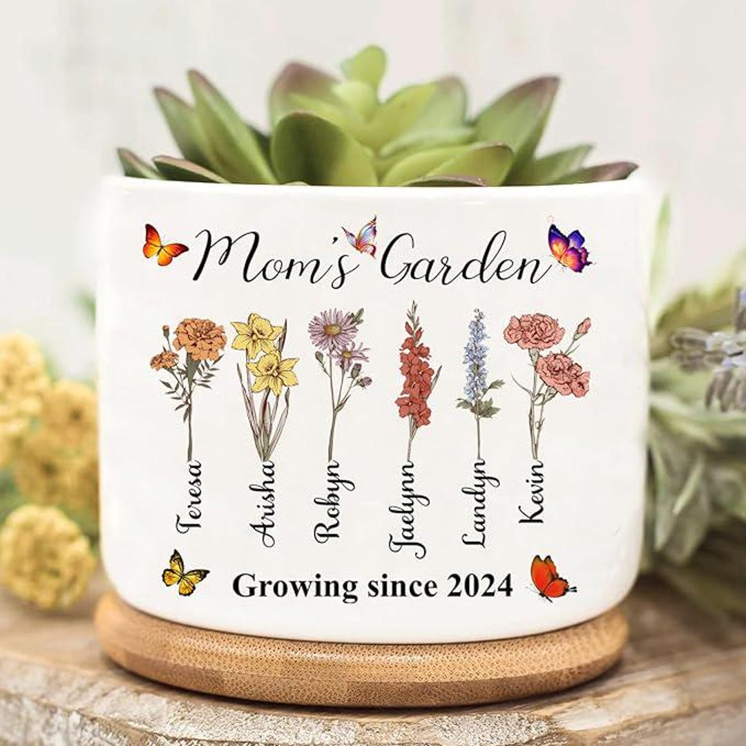 Custom Grandma's Garden Plant Pot,moms Plant Pot With Birthflower ...