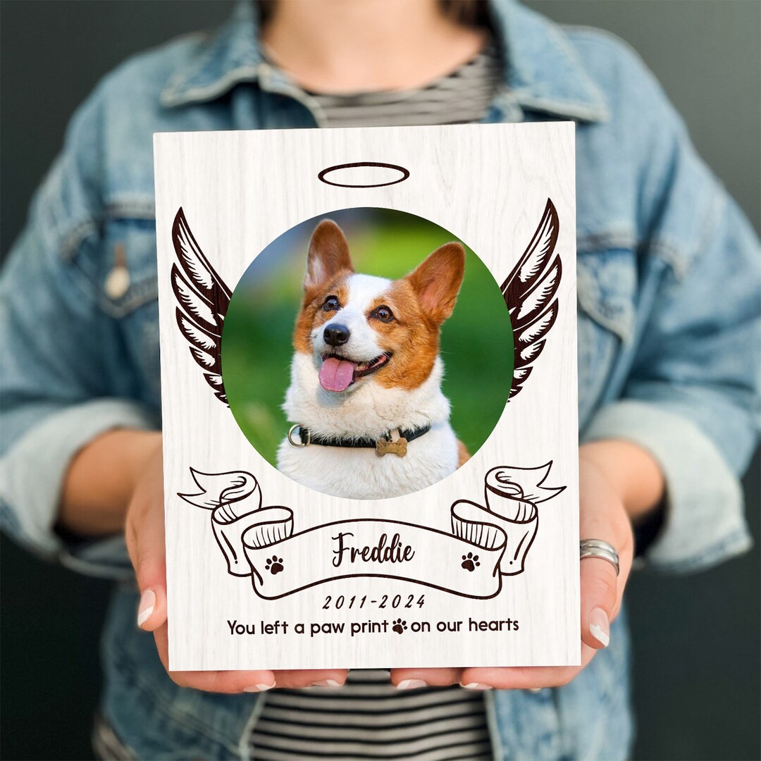 Wooden Pet Memorial Collar Sign, Custom Pet Photo, Personalized Gifts ...