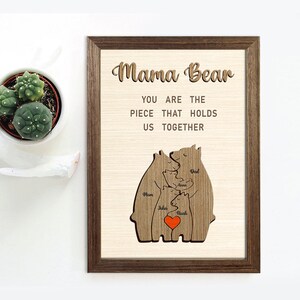 Personalized Bear Family Puzzle Sign, Family Name Wooden Sign, Family ...
