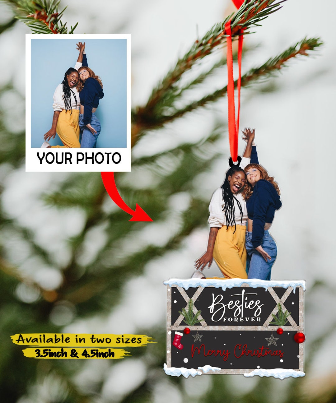 Customized Besties Forever Ornament, Custom Friendship Photo Ornament ...