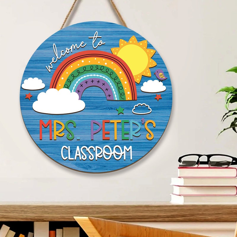 Rainbow Teacher Sign - Etsy