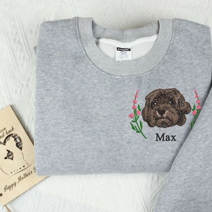 Custom Dog Face Embroidered Sweatshirt, Dog Photo Embroidered Hoodie ...