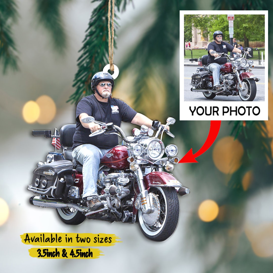 Custom Motorbike Photo Ornament, Biker Ornament, Christmas Tree Hanger ...