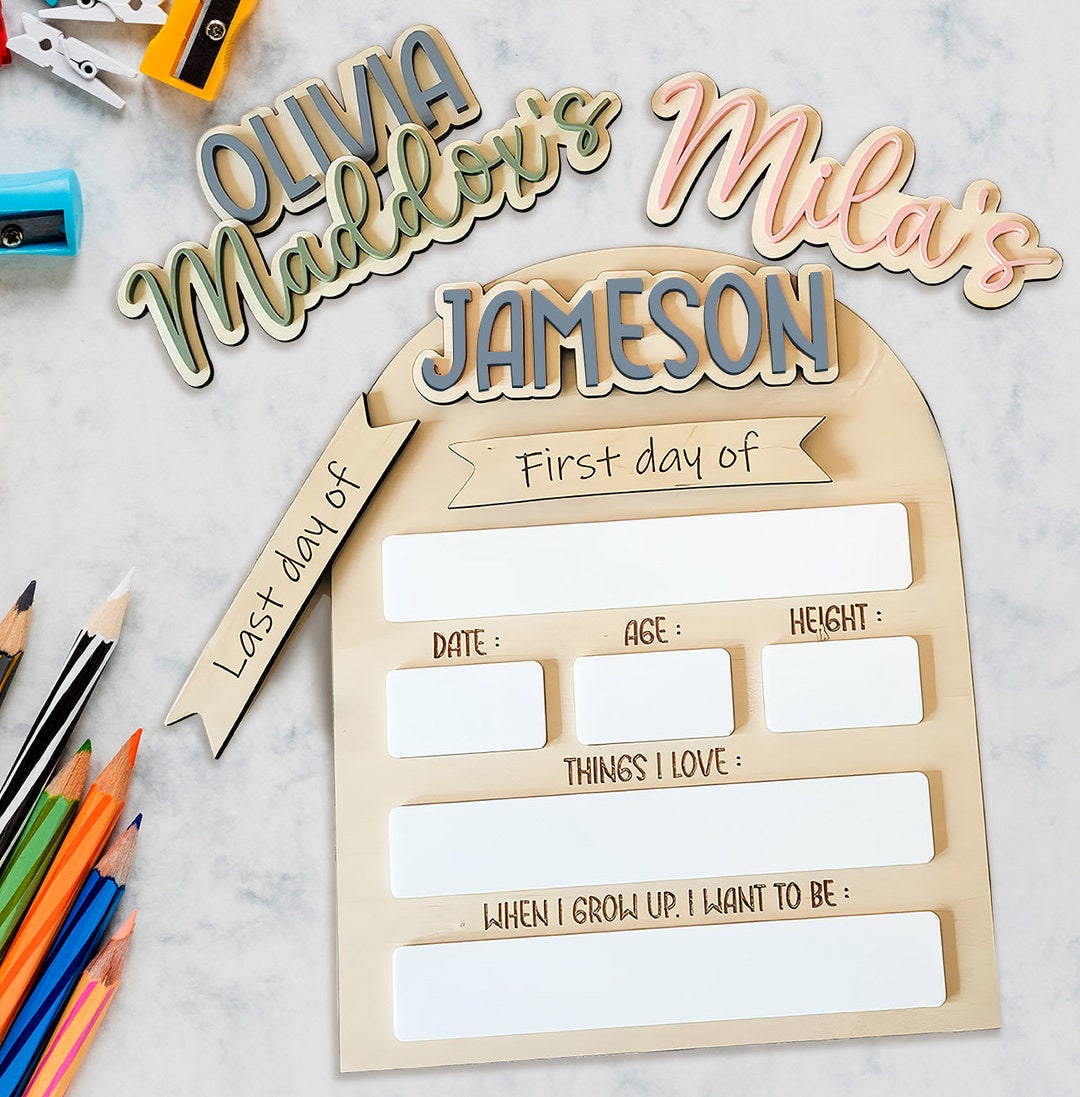 Customized First Day of School Sign, Last Day of School Wood Sign, Back ...