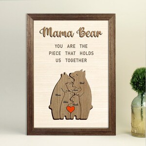 Personalized Bear Family Puzzle Sign, Family Name Wooden Sign, Family ...