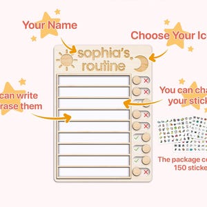 Personalized Wooden Toddler Routine Chart, Visual Schedule for Kids ...