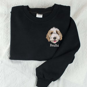 Custom Dog Face Embroidered Sweatshirt, Dog Photo Embroidered Hoodie ...