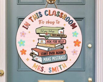 Custom Teacher Door Sign, Teacher Door Hanger, Welcome Classroom Sign ...
