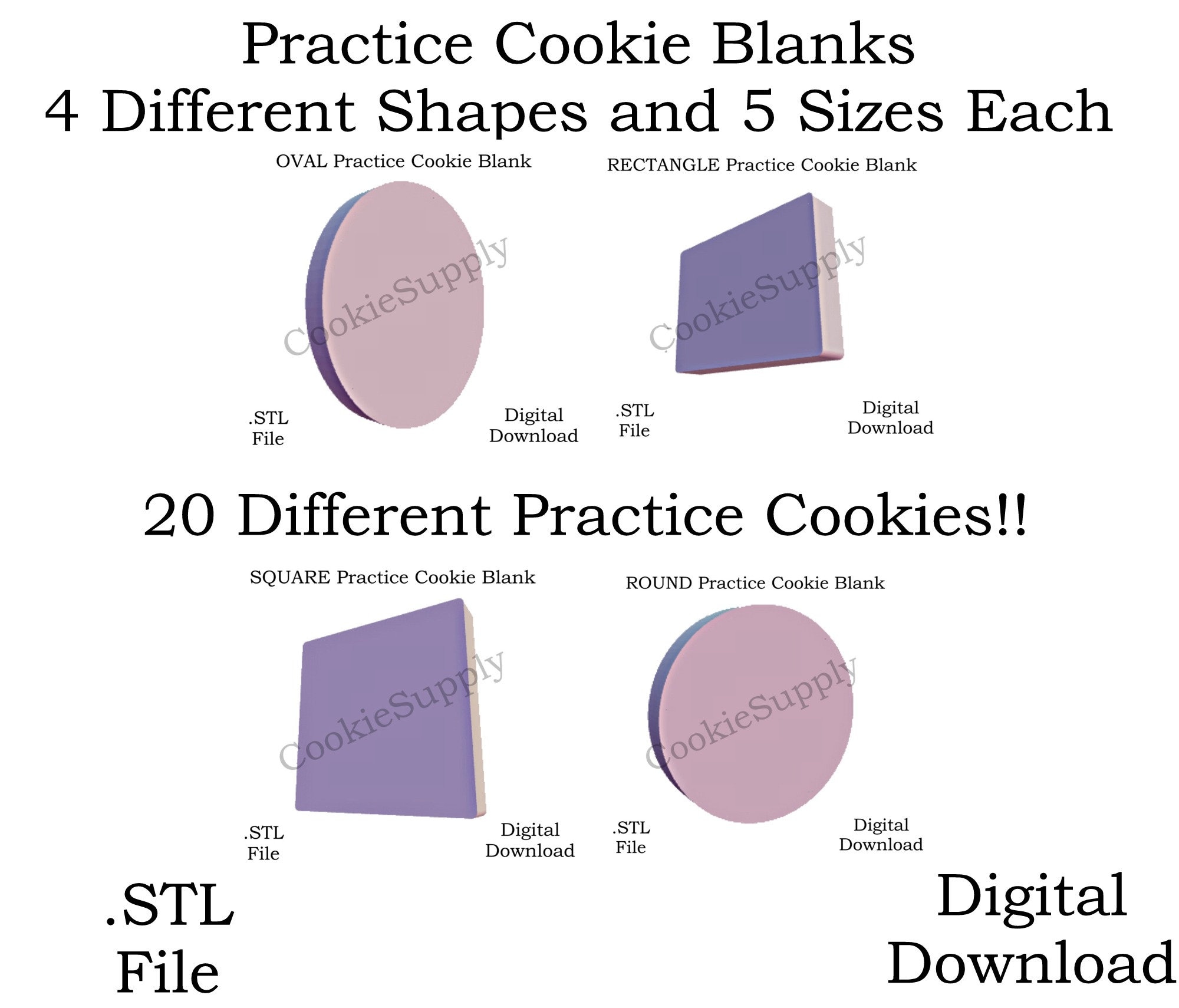 Cookie Practice Blanks Reusable COMPLETE SET Digital Instant Download ...