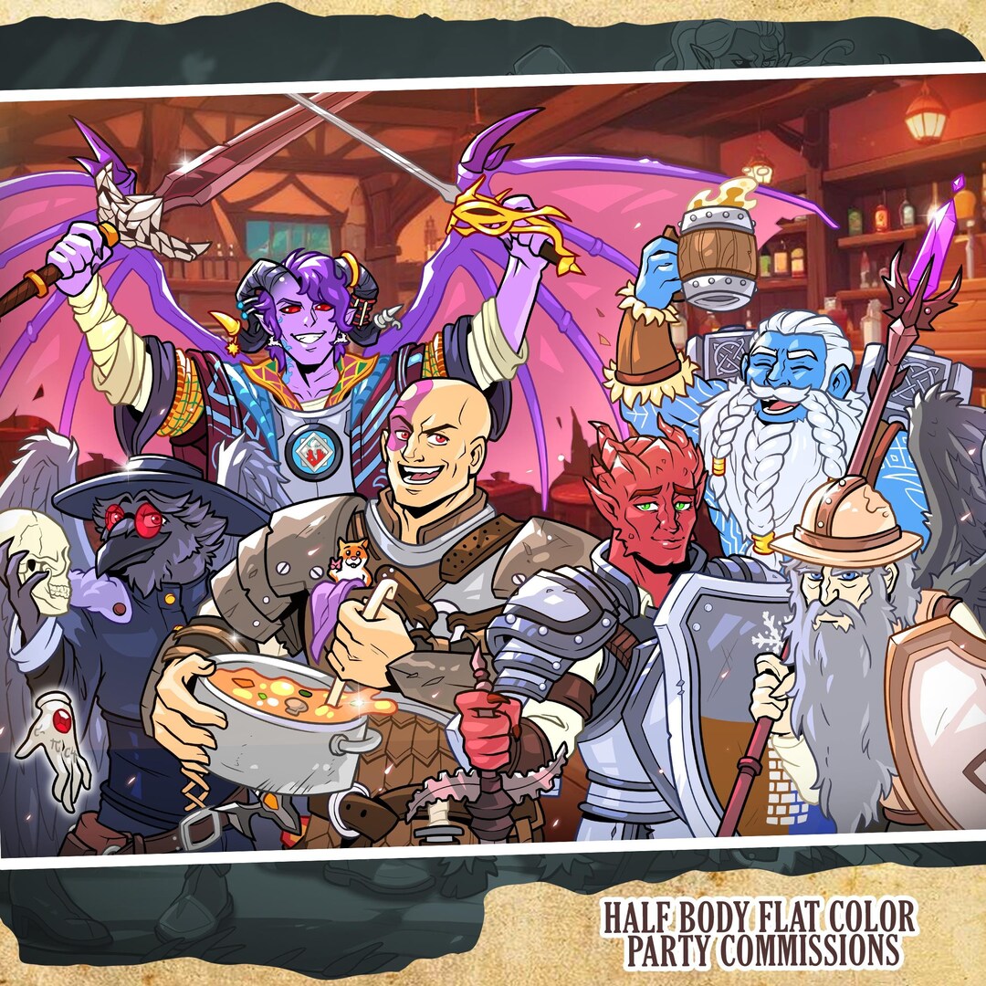Dnd Group Commission Baldurs Gate Custom Dnd Printable Merch Gift ...