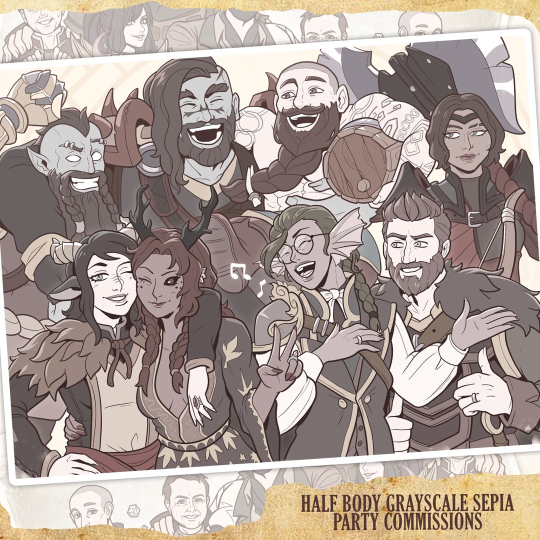 Dnd Party Portrait Commission Custom Dnd Merch Character Dungeons ...