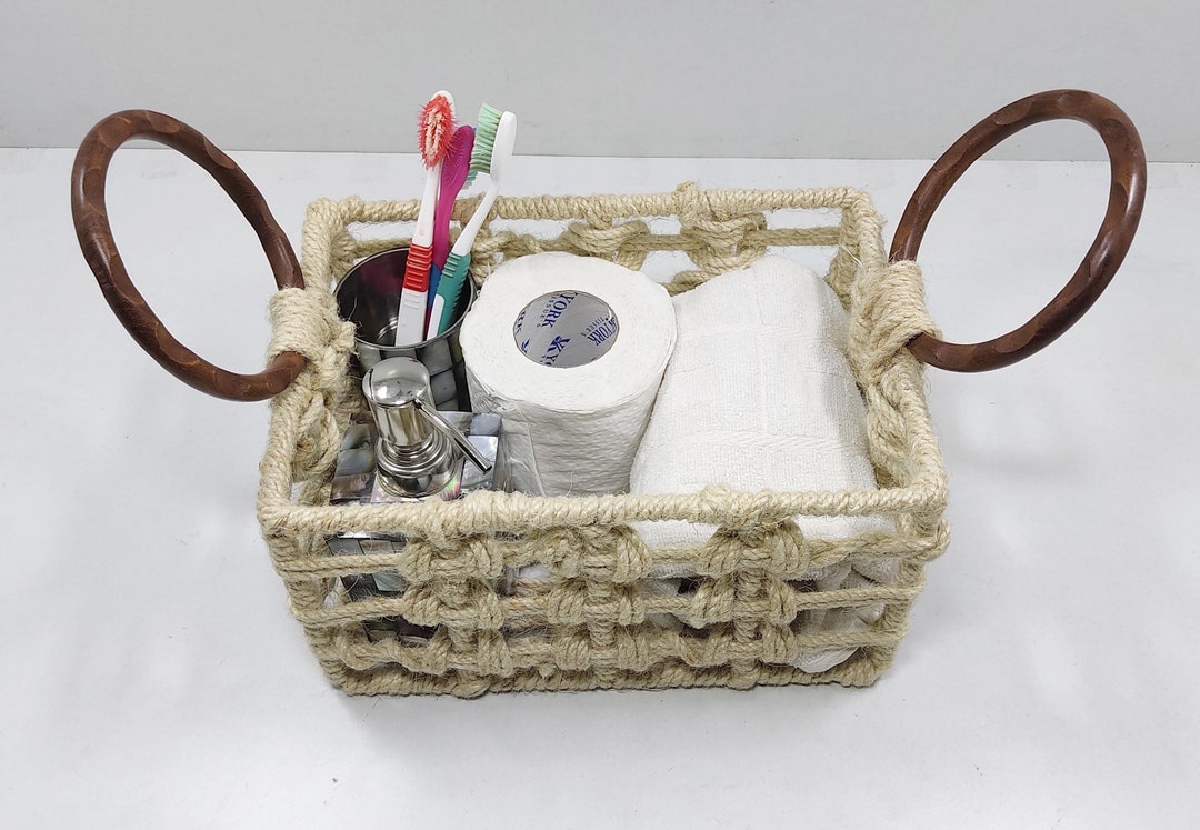 Handmade Woven Jute Basket on Iron Wire. to Store Household ...