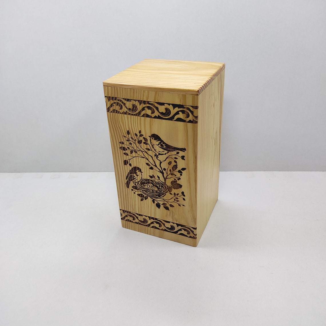 Wooden Urn Ashes Storage Box Tree Birds Design for Human Ashes Storage ...