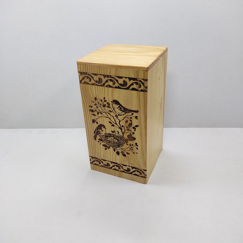 Wooden Urn Ashes Storage Box Tree Birds Design for Human Ashes Storage ...