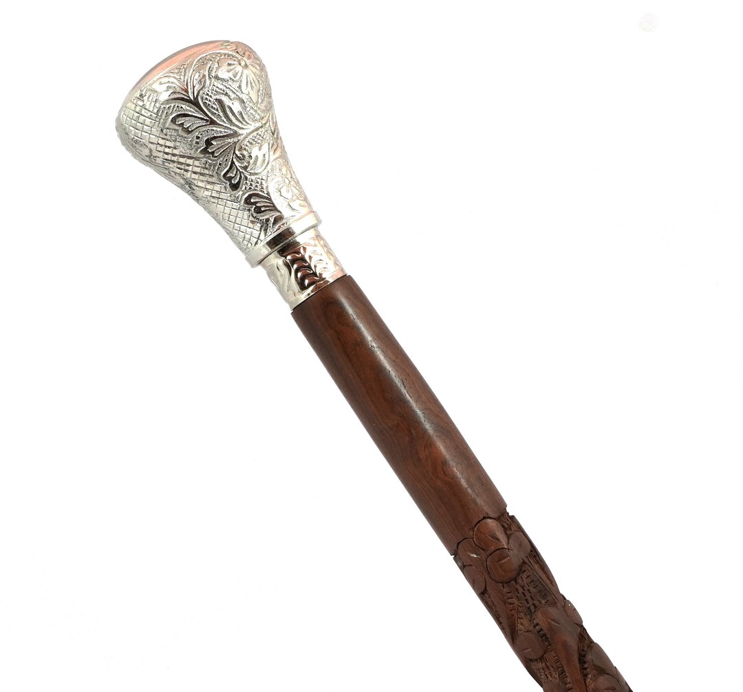 Personalized Walking Stick Engrave Name, Handmade Solid Brass Handle ...