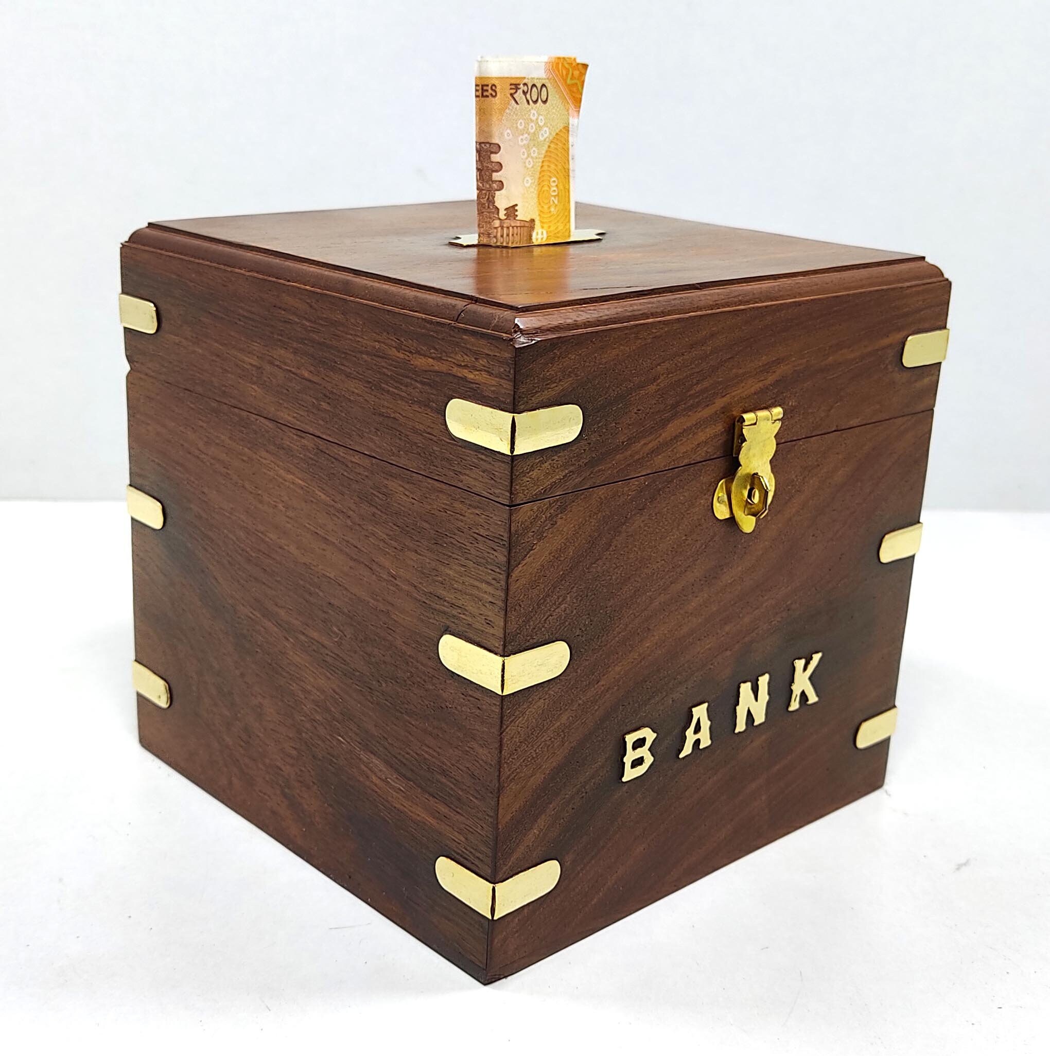 Handmade Wooden Piggy Bank – Rustic Coin Savings Box, Customizable - Etsy