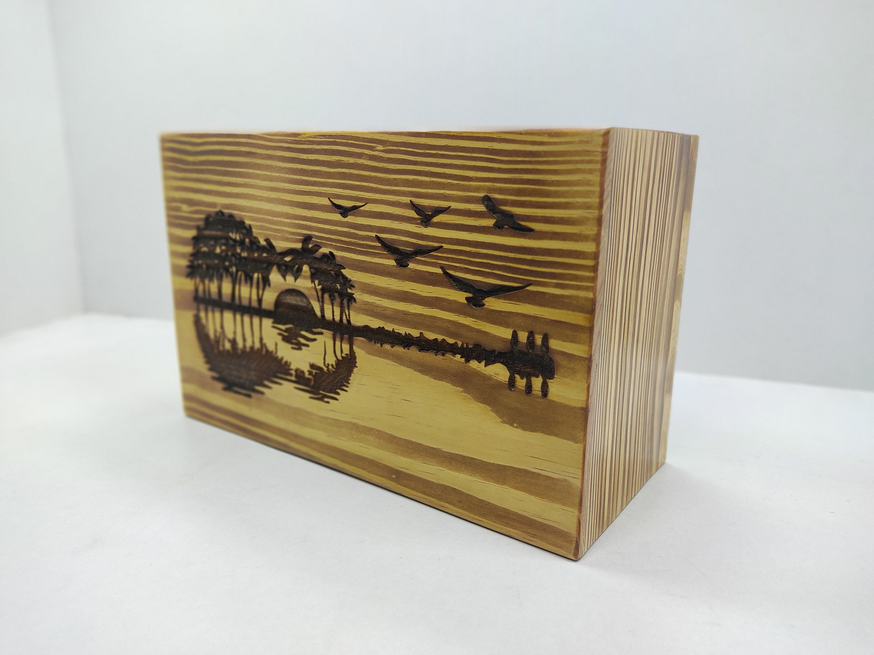 Handmade Urn Pinewood Cremation Box for Human Ashes Guitar Personalized ...