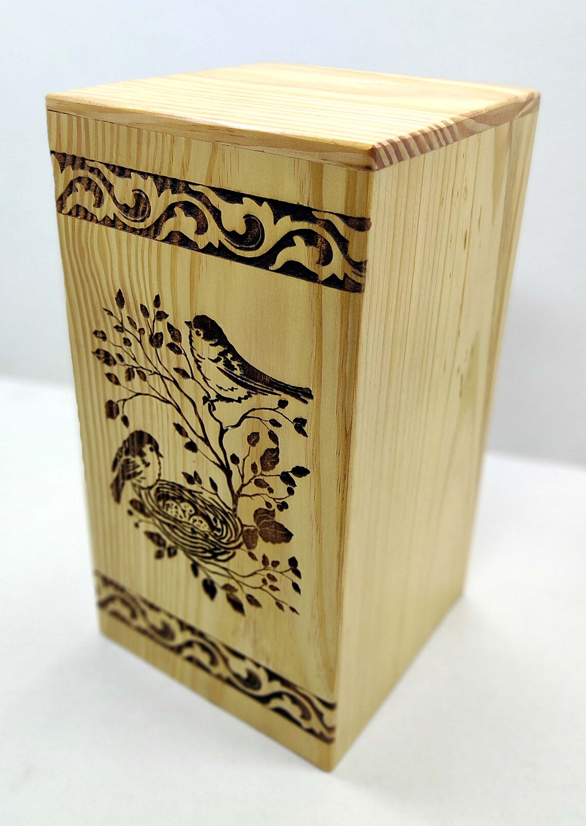 Wooden Urn Ashes Storage Box Tree Birds Design for Human Ashes Storage ...