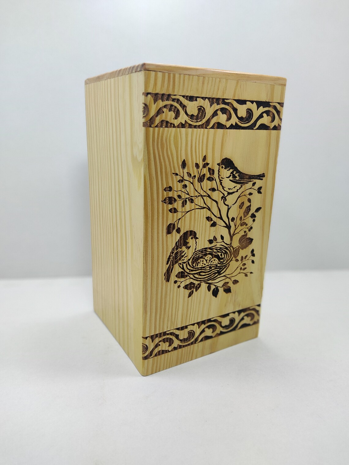 Wooden Urn Ashes Storage Box Tree Birds Design for Human Ashes Storage ...