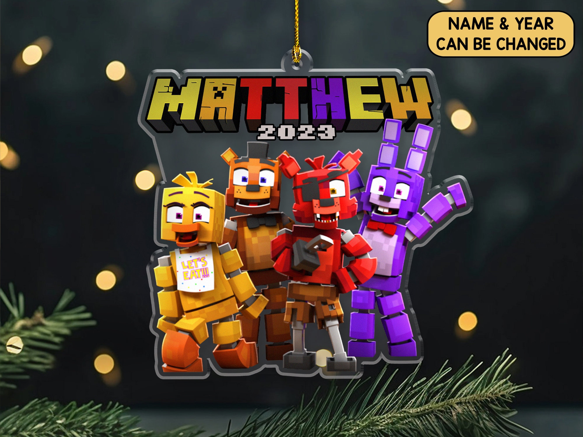 Personalized FNAF Five Nights at Freddy's Christmas Ornament, Decor ...