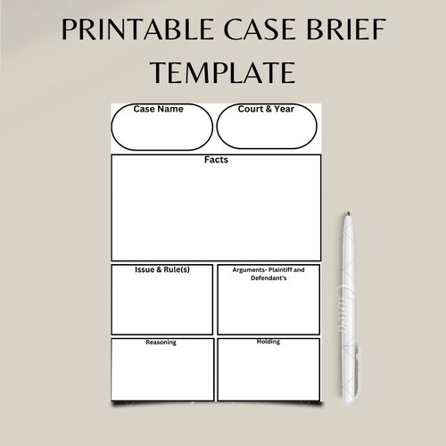 Law School Case Brief Form Printable Editable Instant - Etsy Canada
