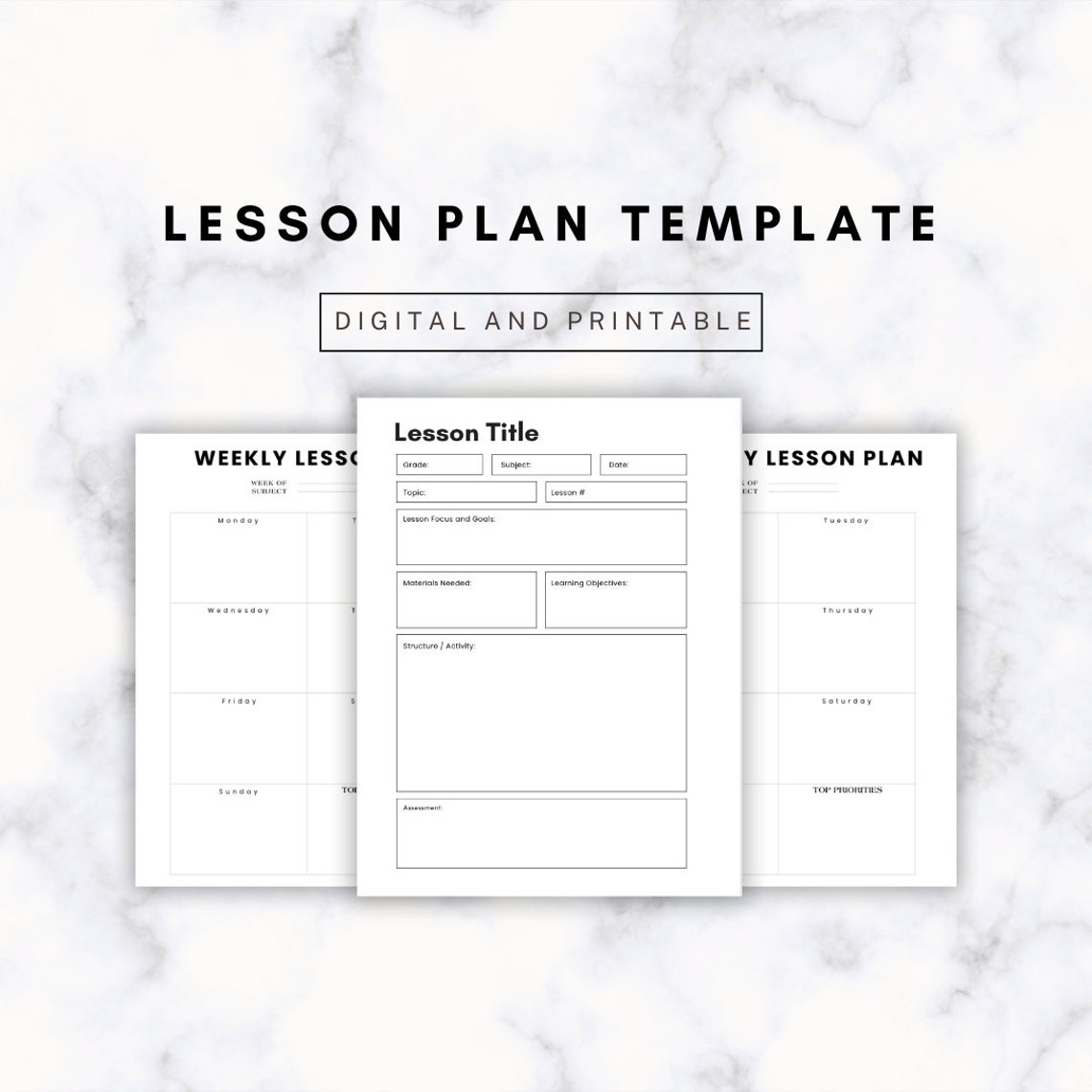 EDITABLE Lesson Plan Template Template, Digital Lesson Planner, Weekly ...