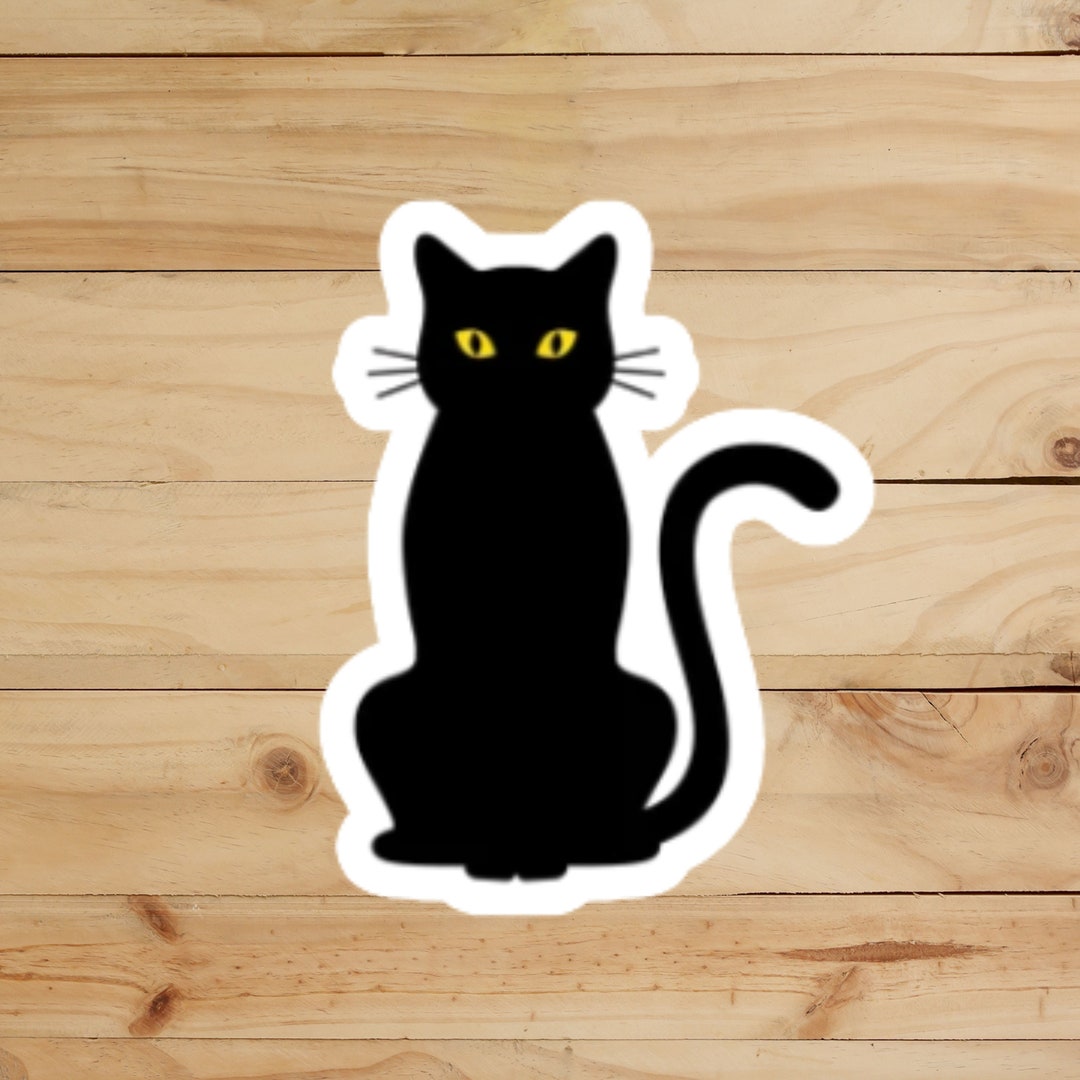 Black Cat Vinyl Waterproof Sticker, Cat Lover Sticker, Small Cat ...
