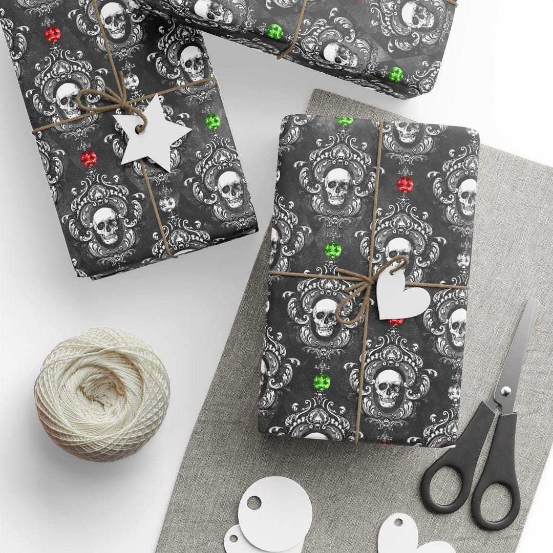 Gothic Christmas Wrapping Papers, Spooky Christmas Art Gift Wrap ...