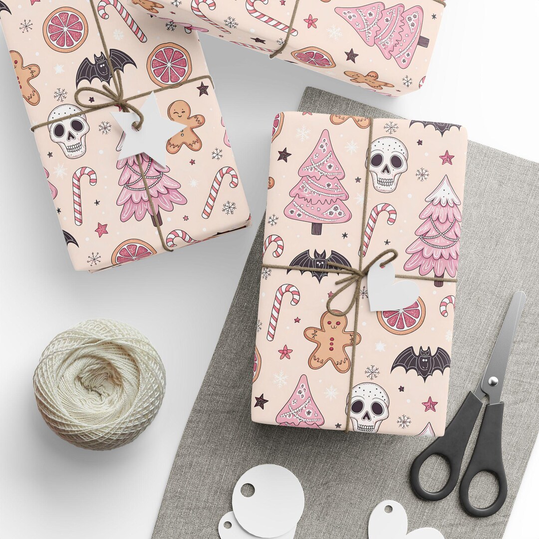 Gothic Christmas Wrapping Papers, Spooky Christmas Art Gift Wrap ...