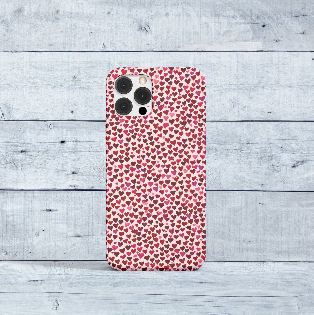 Mini Hearts iPhone Case: Pink & Red Heart Pattern, Magsafe Compatible ...