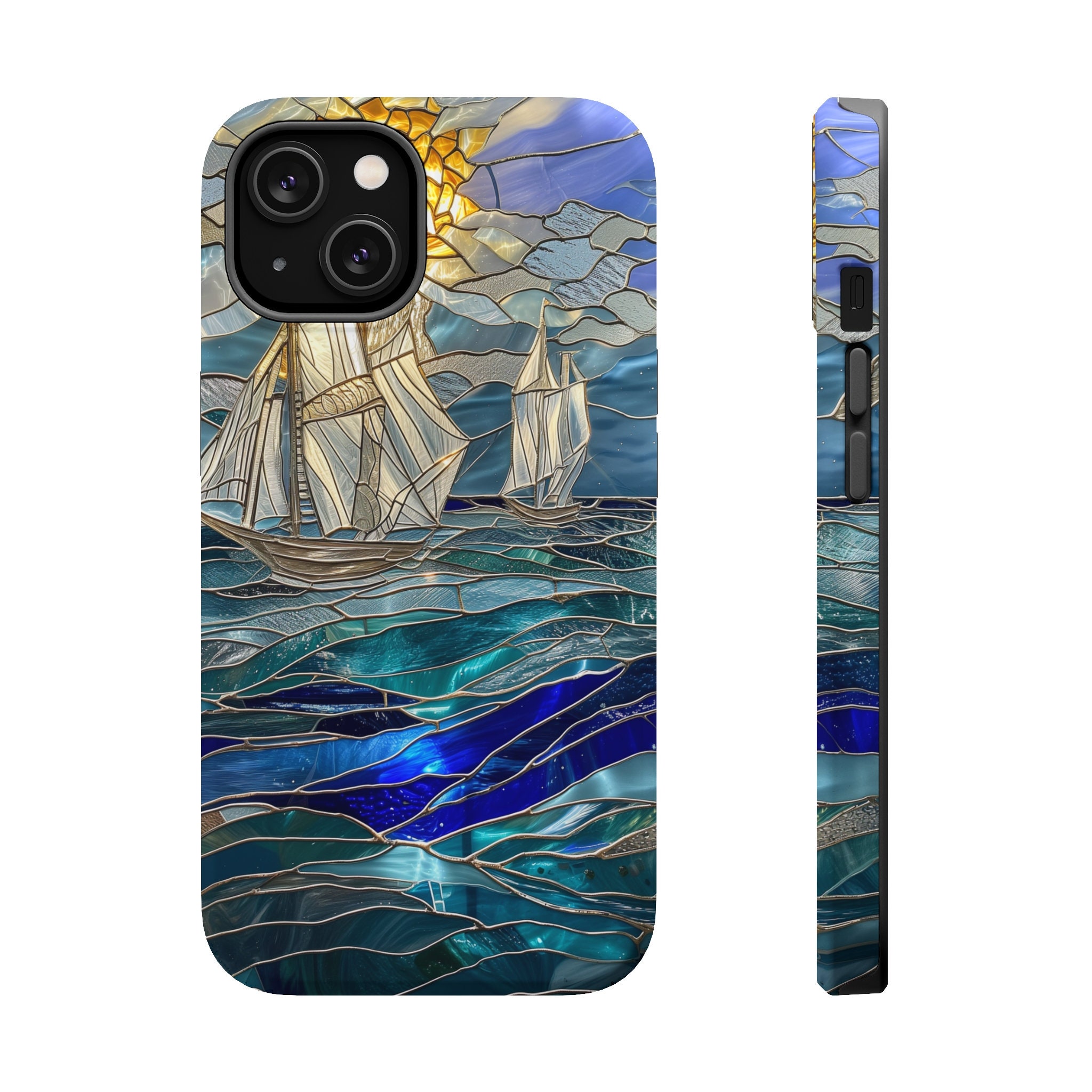 Sailboat & Sun Stained Glass Phone Case, iPhone 13 Case, iPhone Case 14 ...