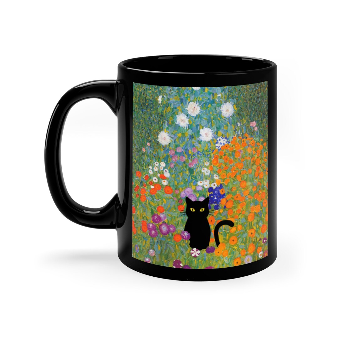 Gustav Klimt Black Cat Mug Cool Cat Coffee Mug Mugs Black Cat Black Cat ...