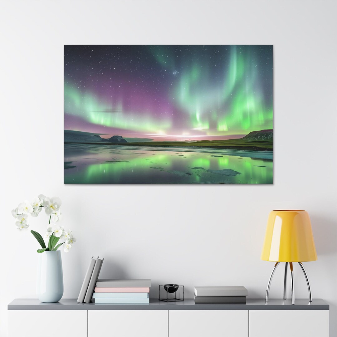 Aurora Northern Lights Painting Northern Lights Canvas Northern Lights ...