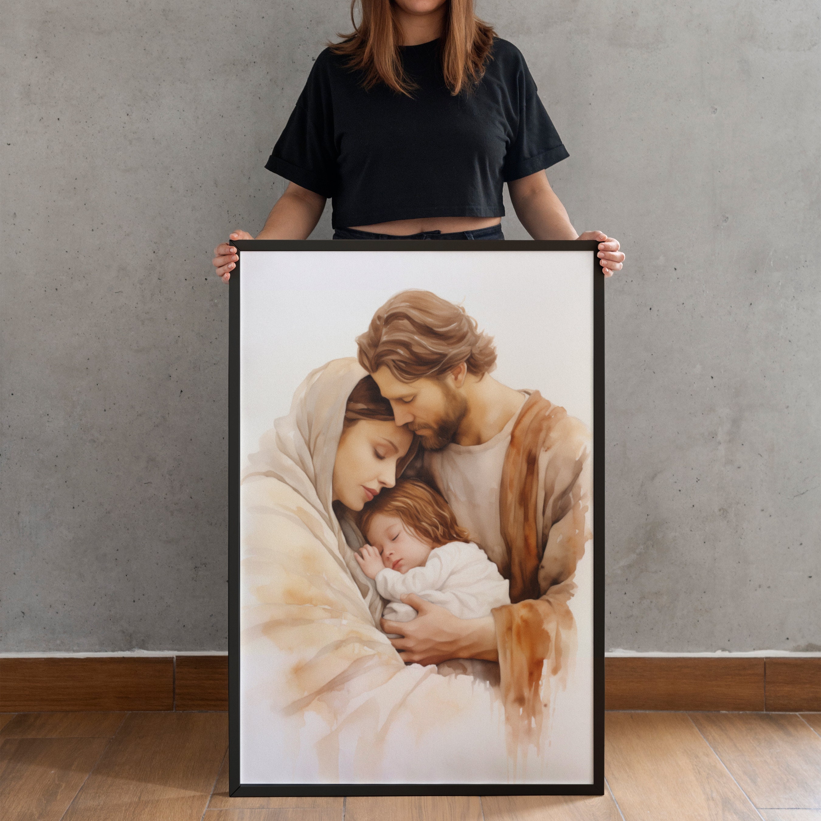Nativity Print, the Birth of Jesus, Christian Art, Mary and Joseph ...