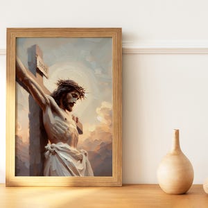 Jesus on Cross Wall Art, Crucifixion Artwork, Lent Art Print, Holy Week ...